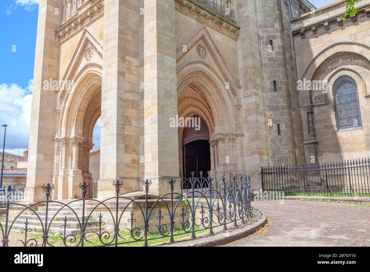 cathedral facade and entrance with arches Stock Photo - Alamy