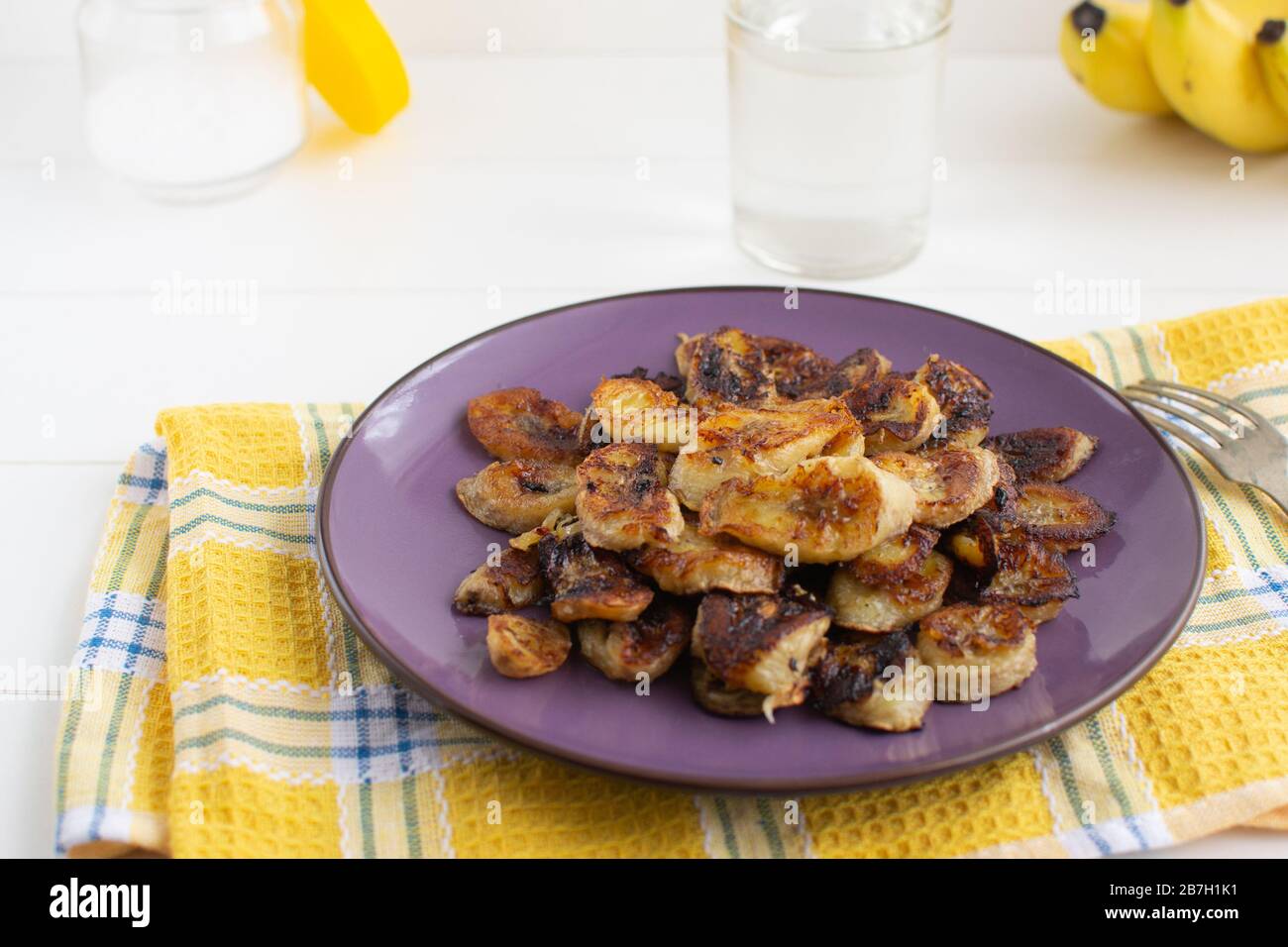 Maduros is a popular Latin American dish. Salted fried bananas with a ...