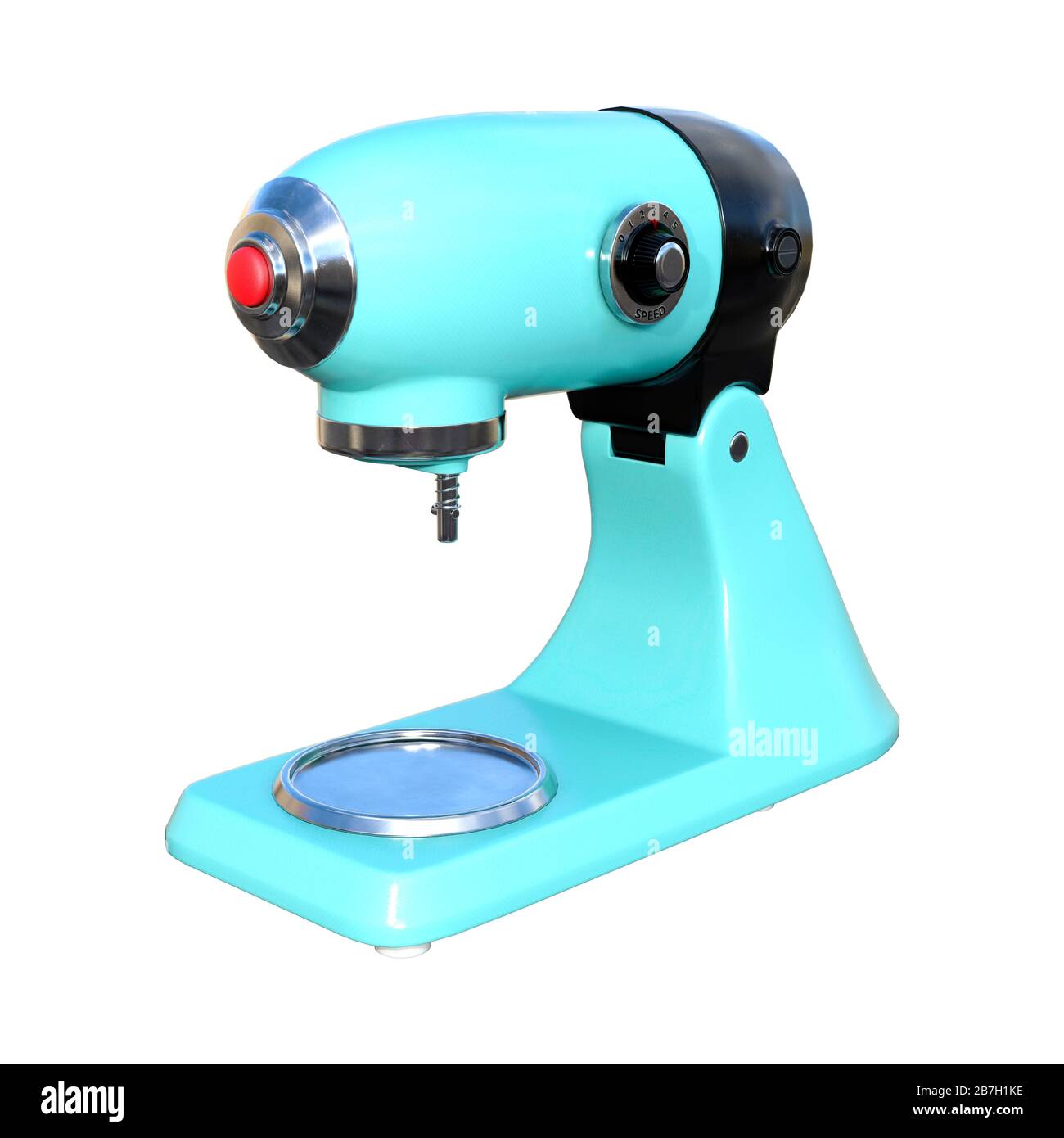 3D rendering of a blue retro mixer isolated on white background Stock ...