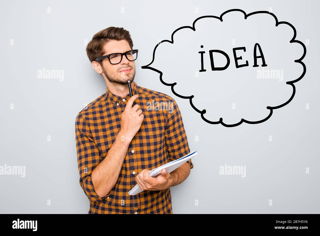 Young nerd thinking isolated in hi-res stock photography and images - Alamy