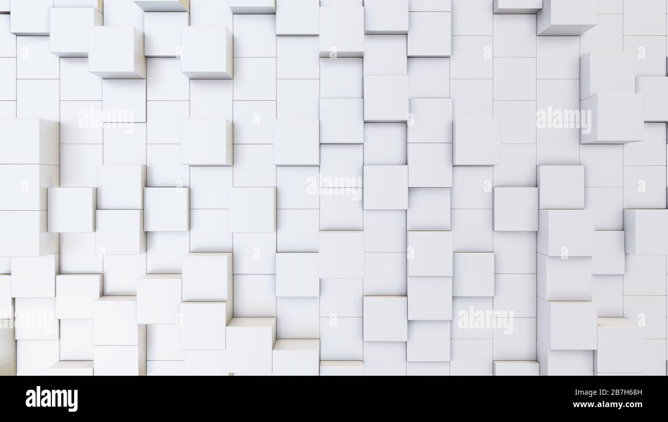 Abstract 3D illustration of white cubes background. Random displacement. Good background Stock ...