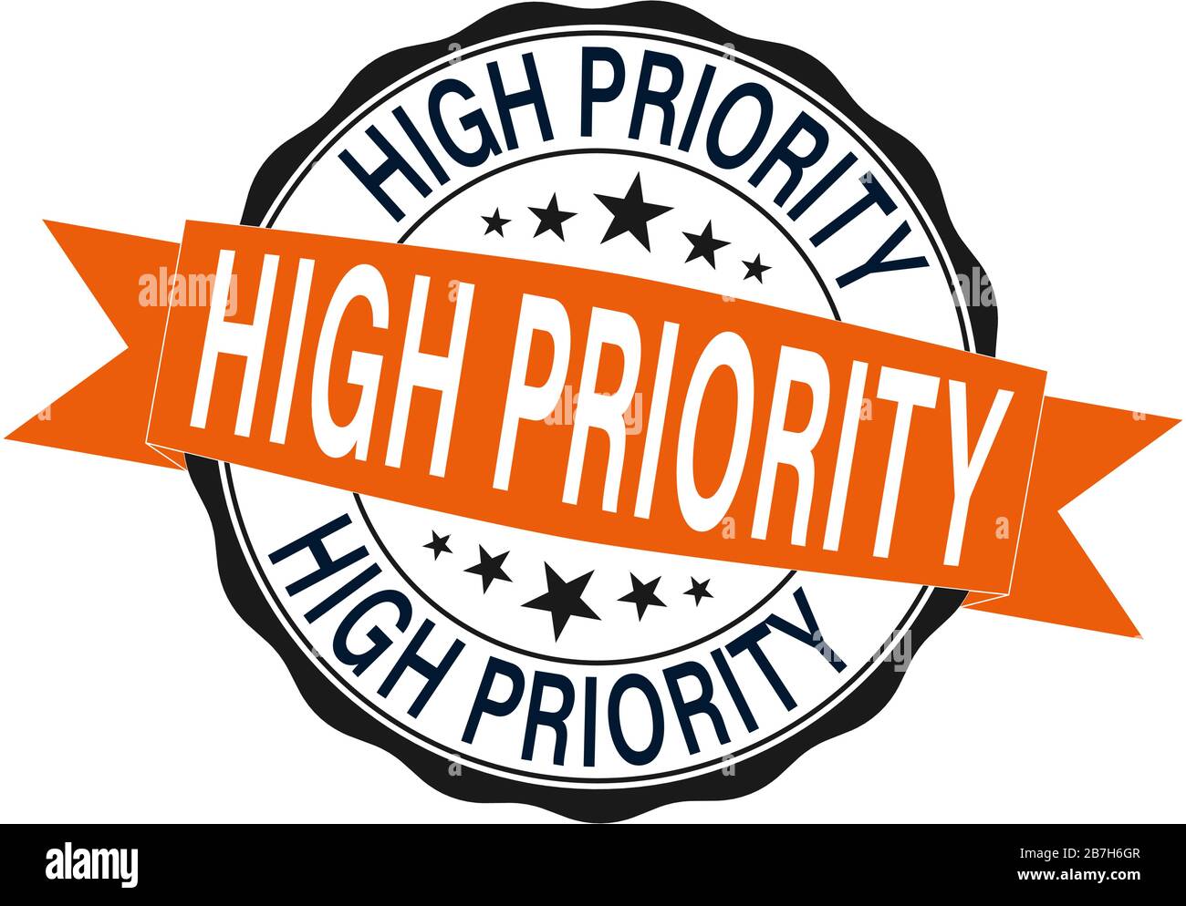 high priority. stamp. orange round vintage high priority sign Stock ...