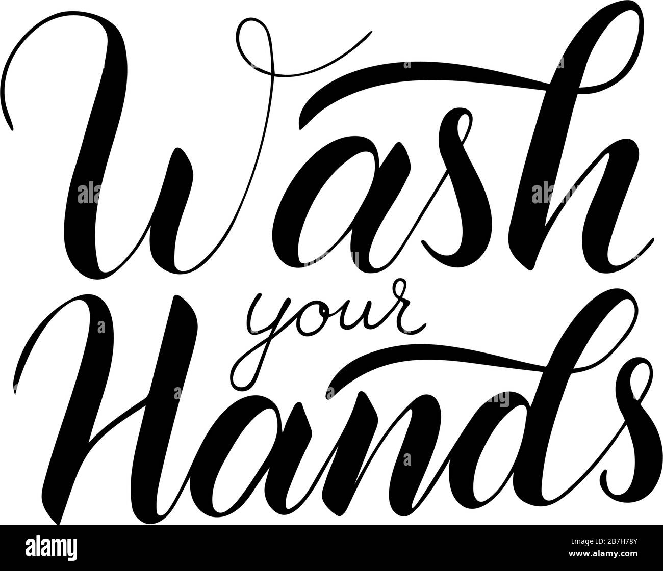 Wash your hands vector lettering text isolated on white background ...