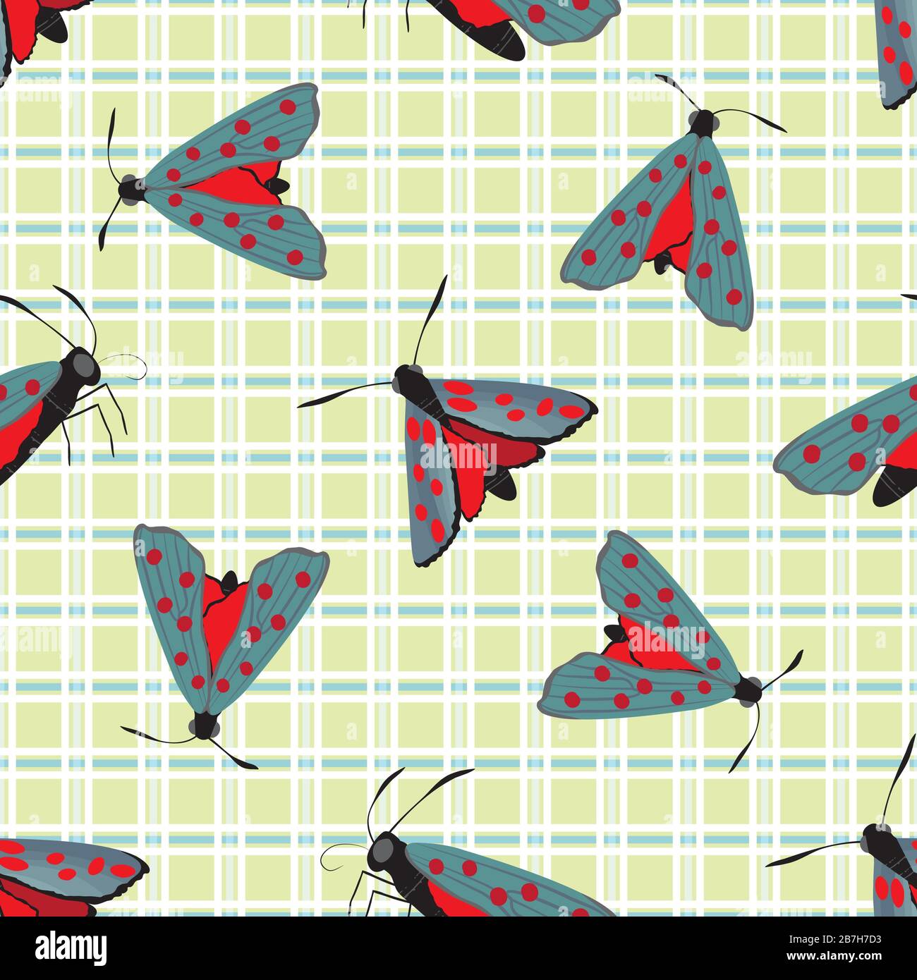 Six spot burnet butterfly seamless vector pattern background. Day ...