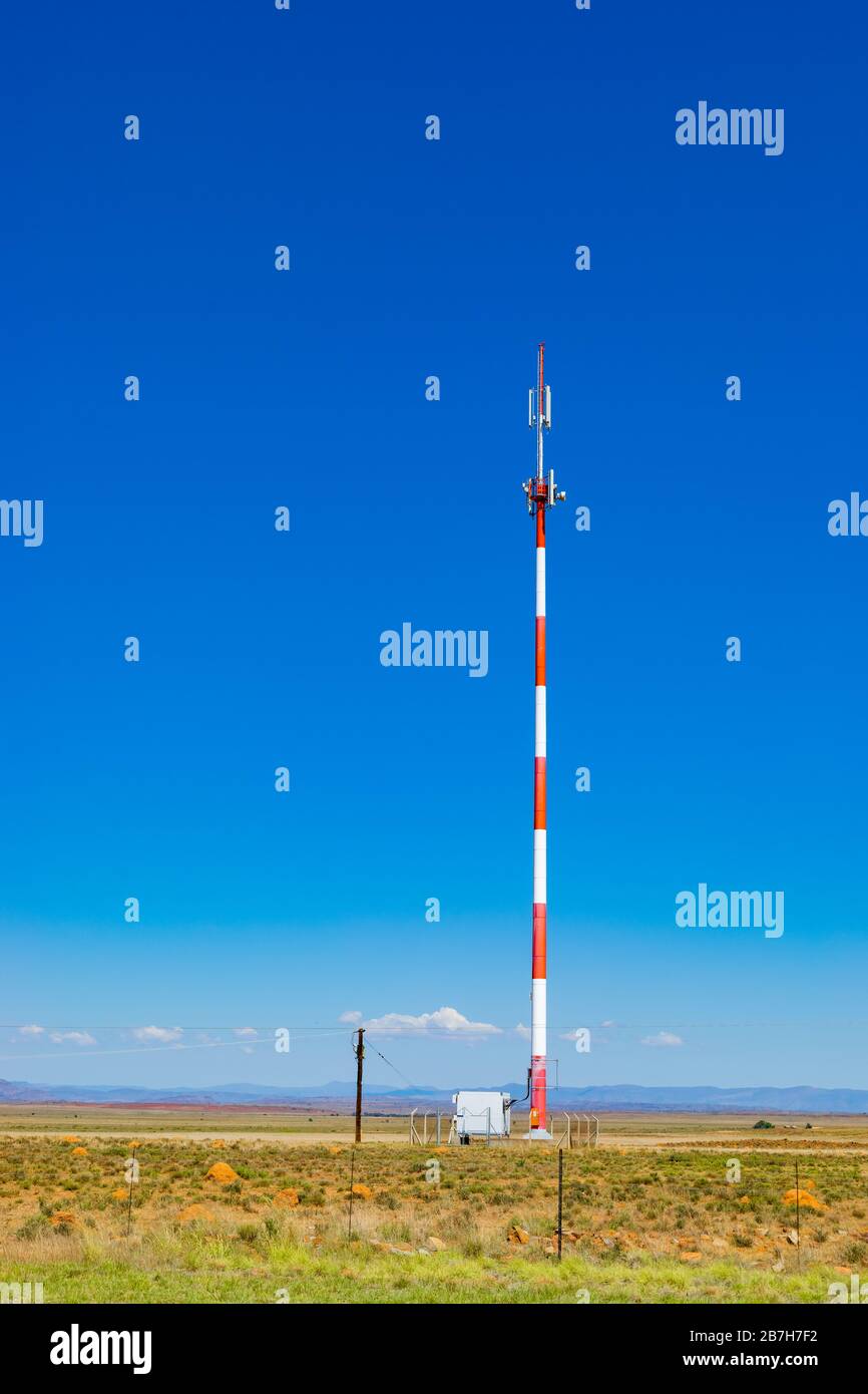 Red and White Cell Phone Tower in the countryside of South Africa Stock ...