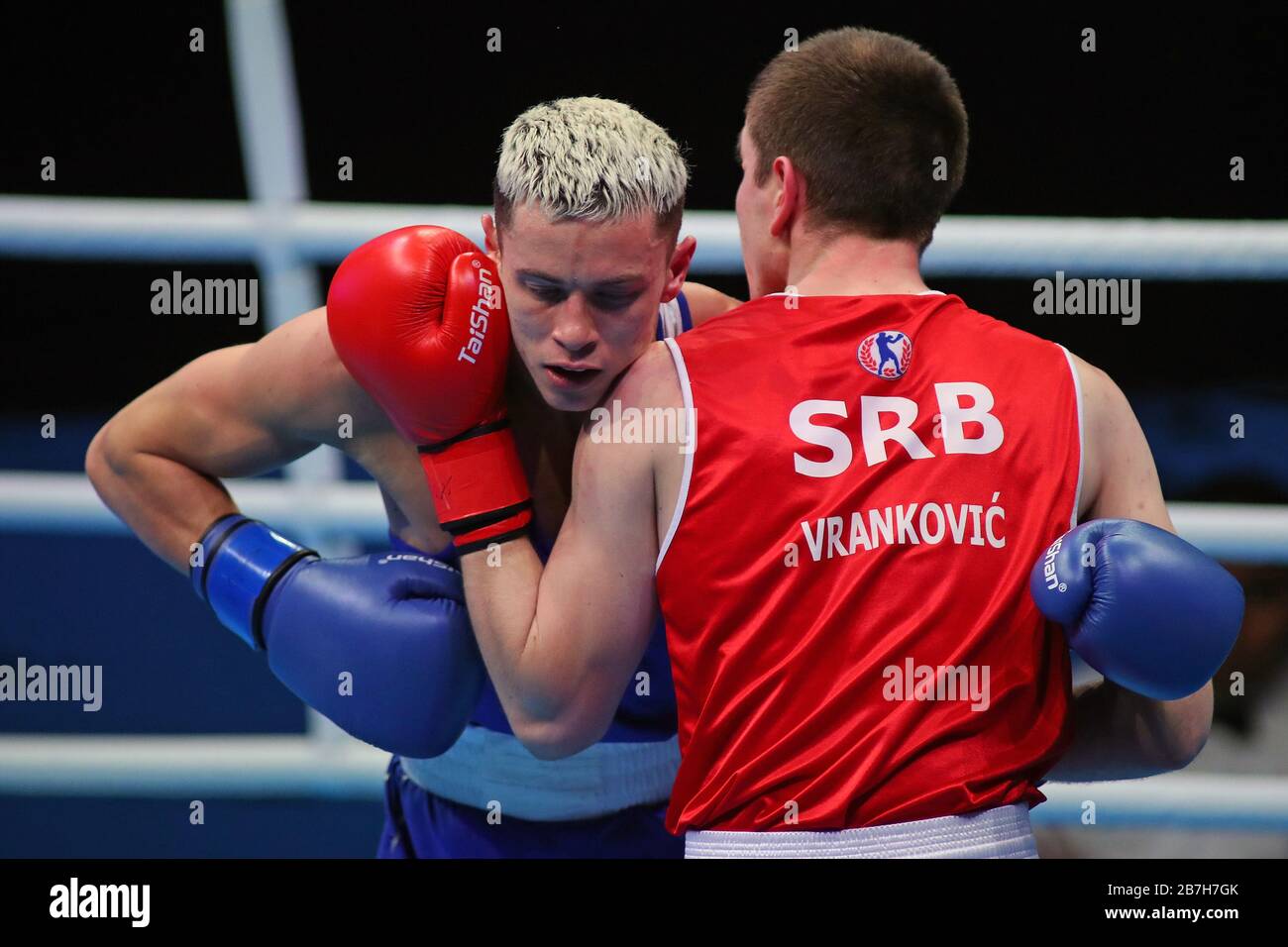 Milan Vrankovic of Serbia, wearing Red and Hugo Micallef of Monaco ...