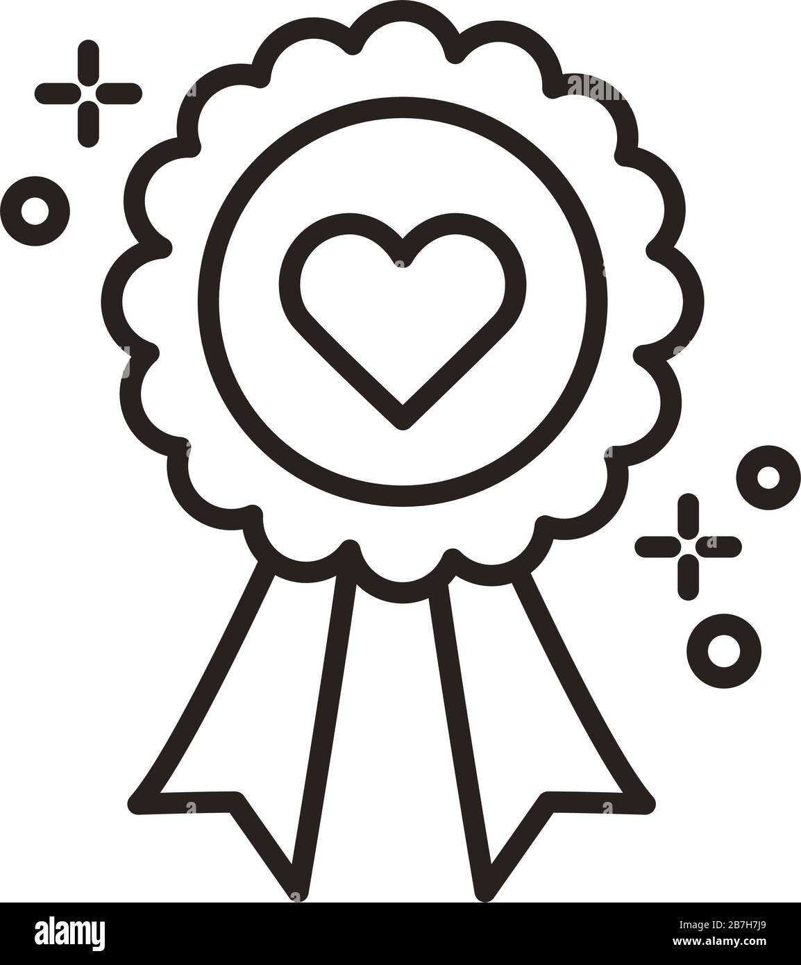 happy valentines day medal with heart line style Stock Vector Image ...