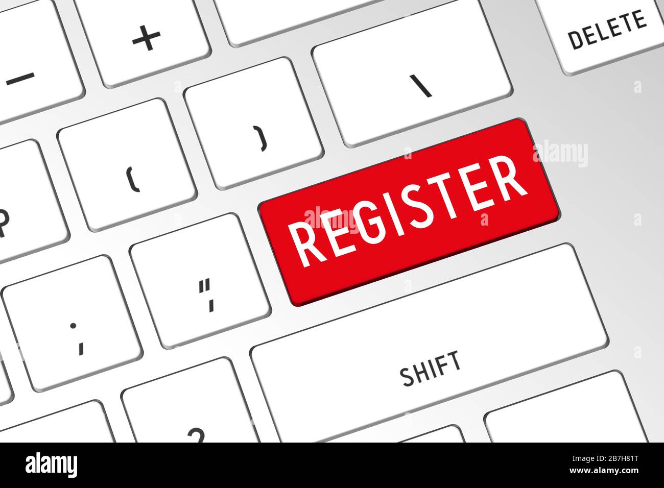 Register - 3D computer keyboard Stock Photo - Alamy