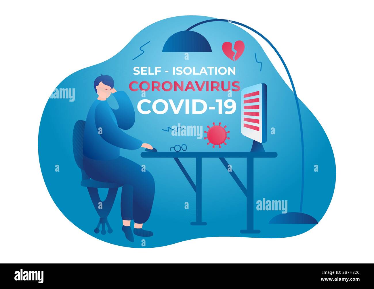 Coronavirus. Self isolation. Home quarantine from Covid-19. All stay at ...