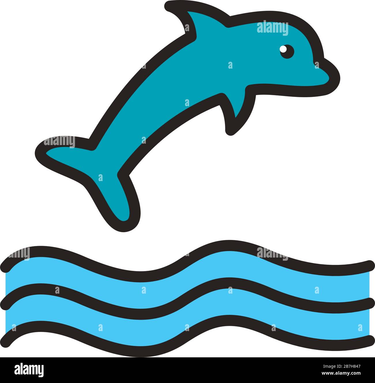 Jumping dolphin line icon hi-res stock photography and images - Alamy