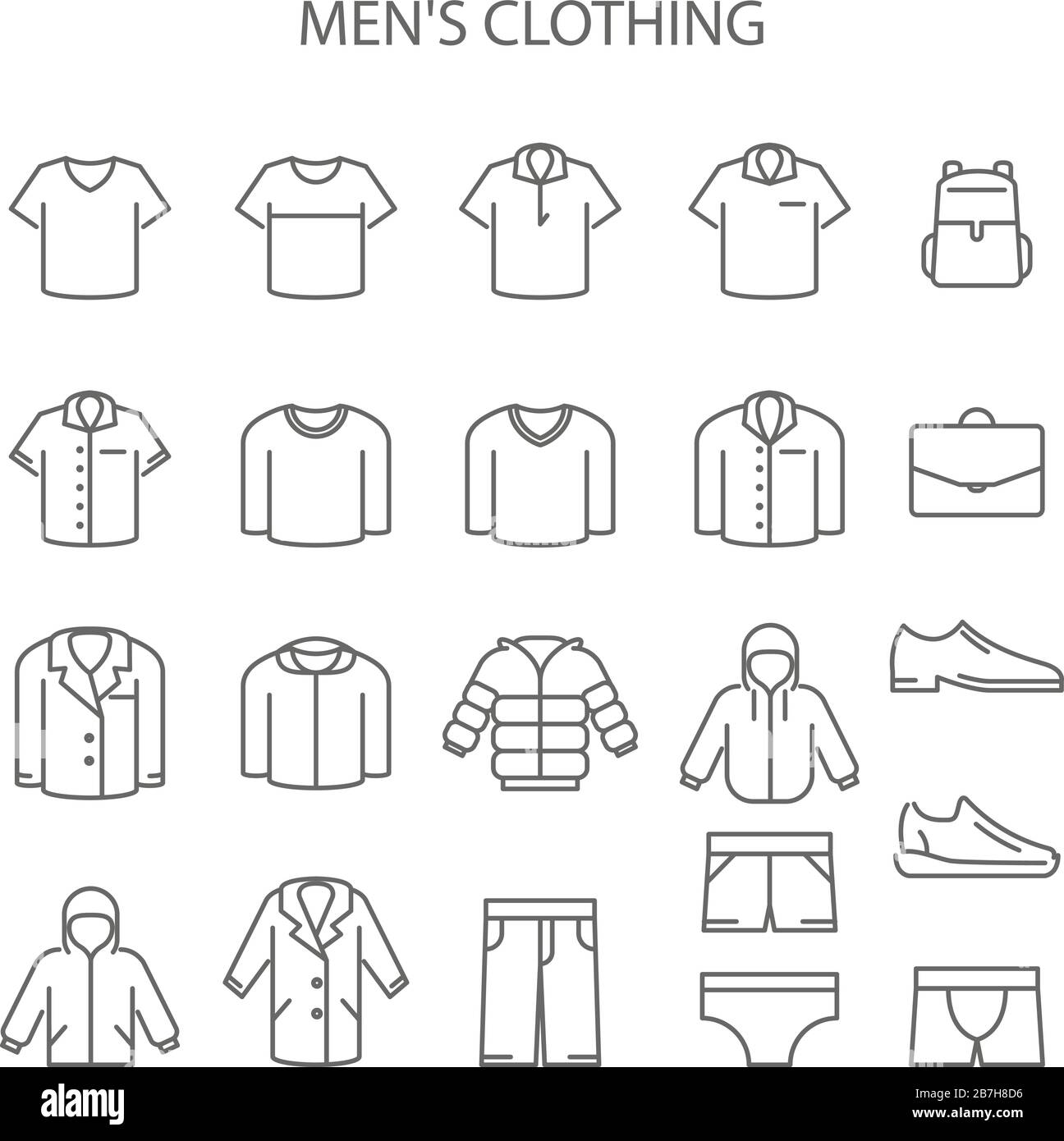 Men clothing line icons - set of garments type signs, outerwear ...