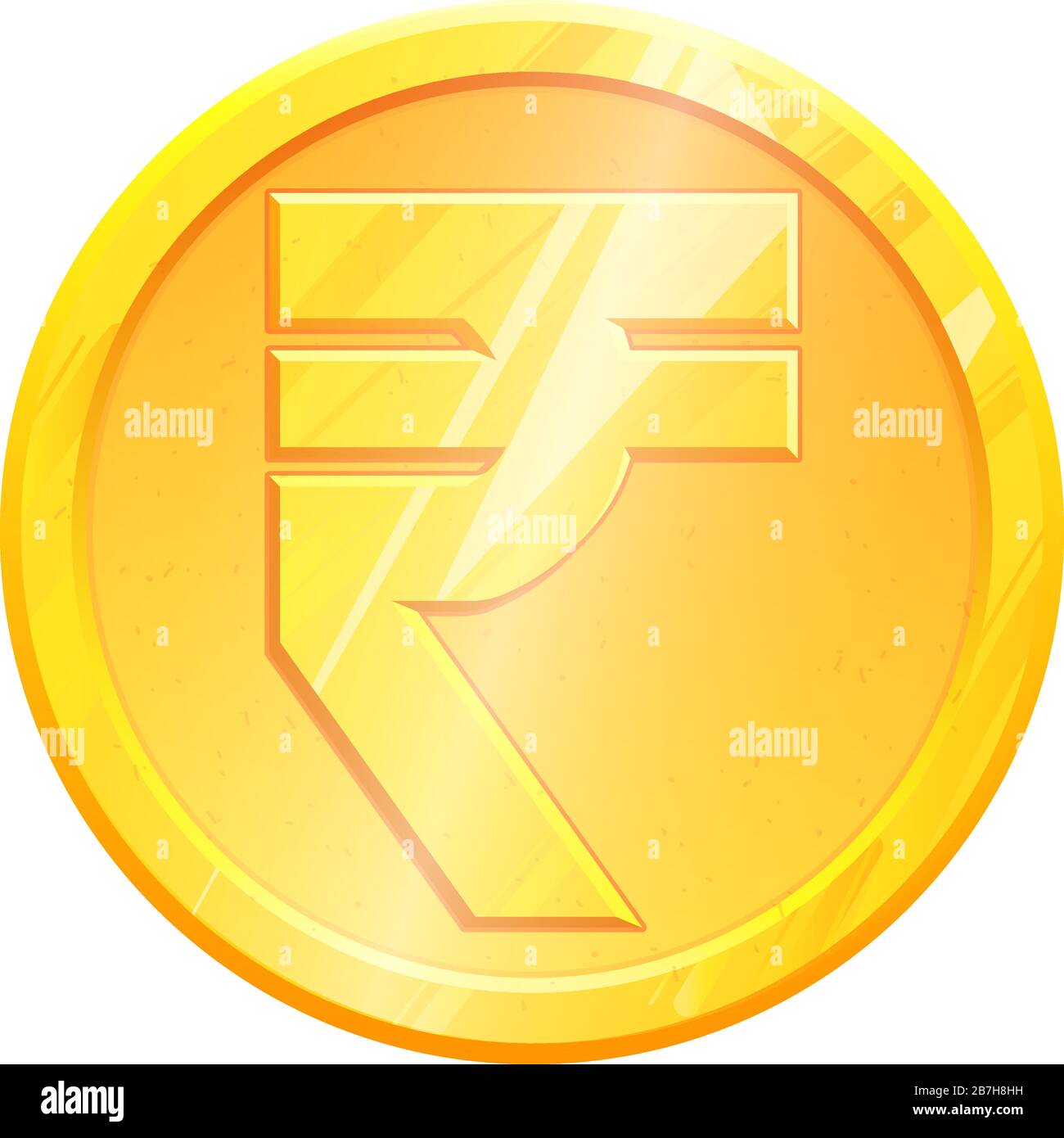 Golden rupee coin INR symbol on white background. Finance investment ...