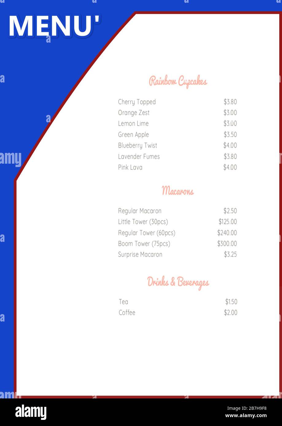 menu template customize Stock Photo - Alamy