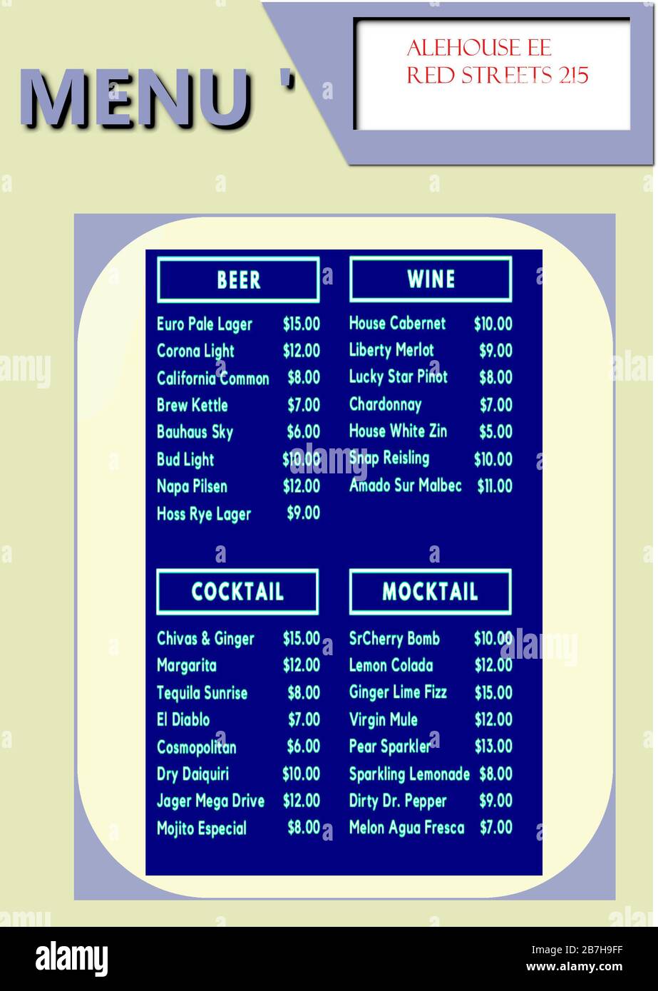 menu template customize Stock Photo - Alamy
