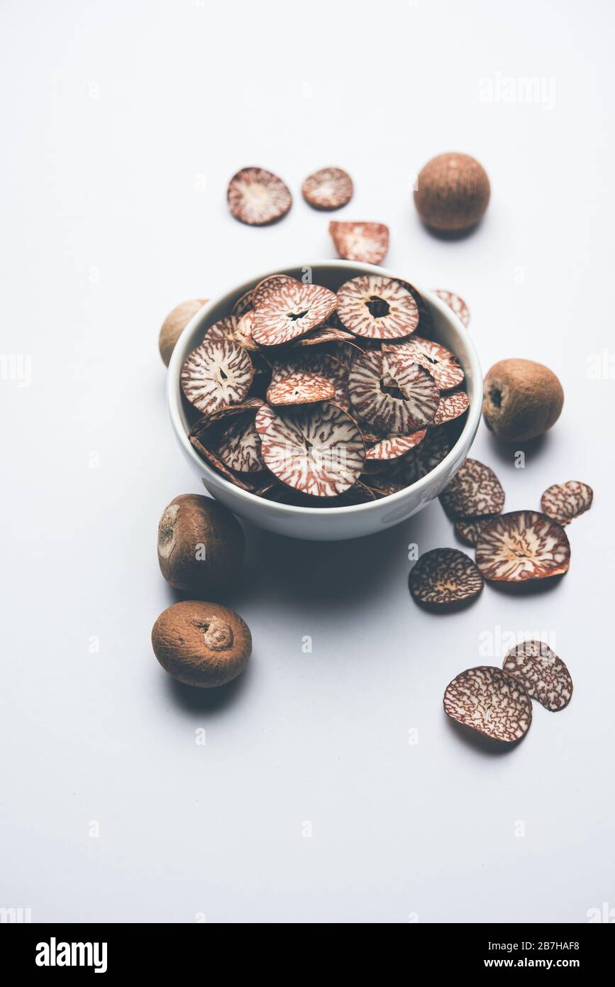Betel nut chips in a bowl also known as slices of supari in india, used ...