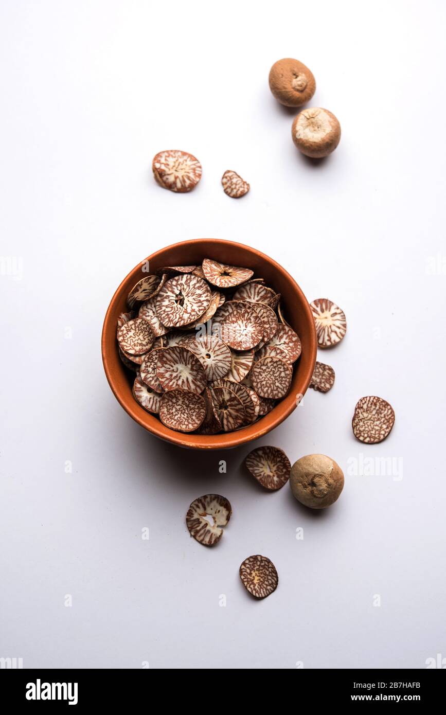 Betel nut chips in a bowl also known as slices of supari in india, used ...