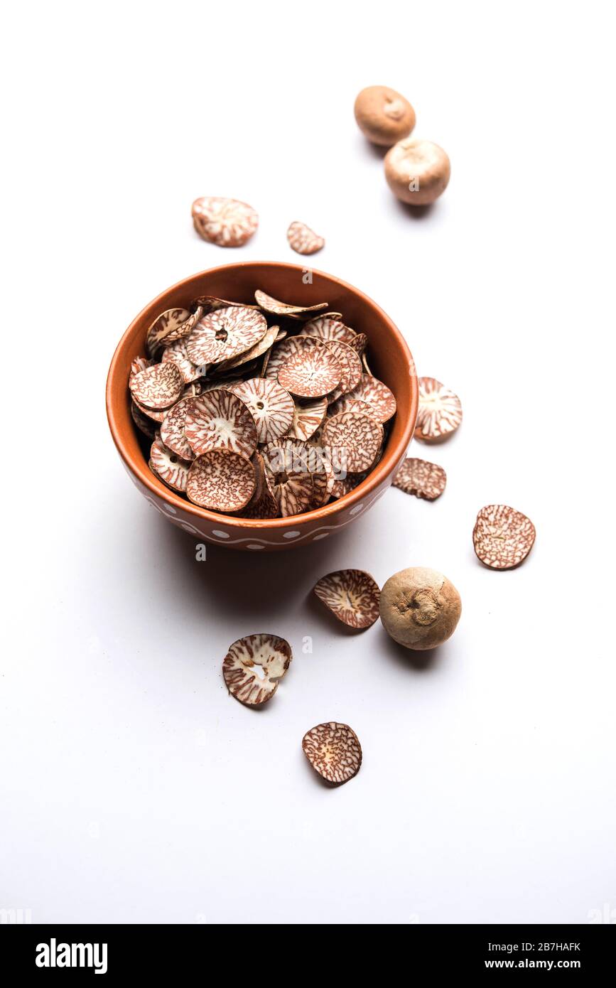 Betel nut chips in a bowl also known as slices of supari in india, used ...