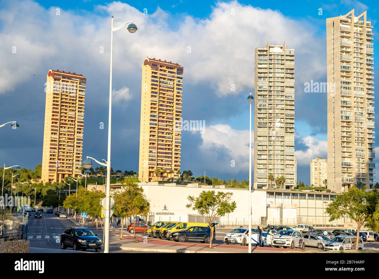 Benidorm, Spain - January 10, 2020: High-rise buildings in the Spanish ...