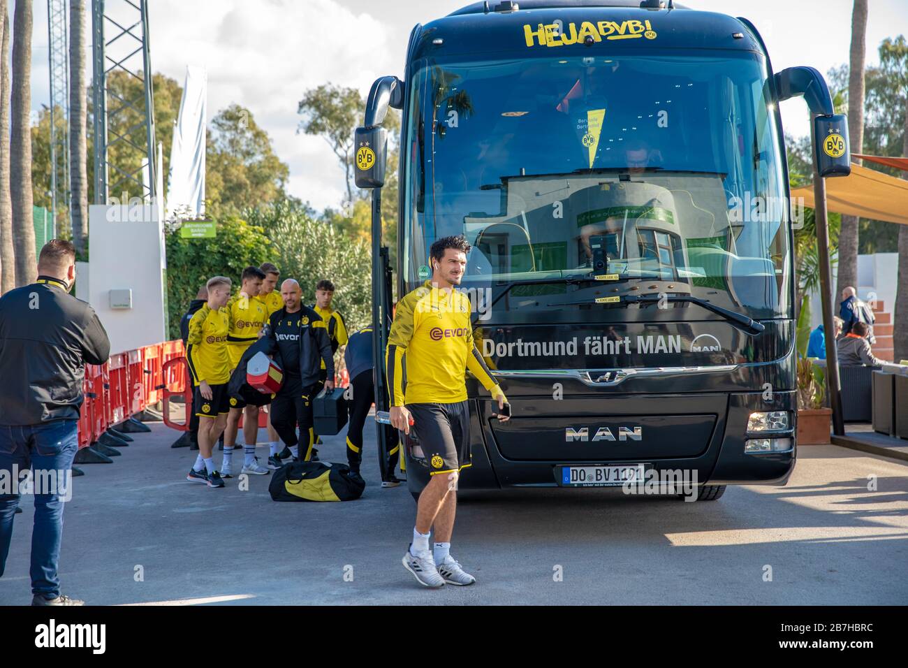 Marbella - January 11, 2020: players of Borussia Dortmund football club ...