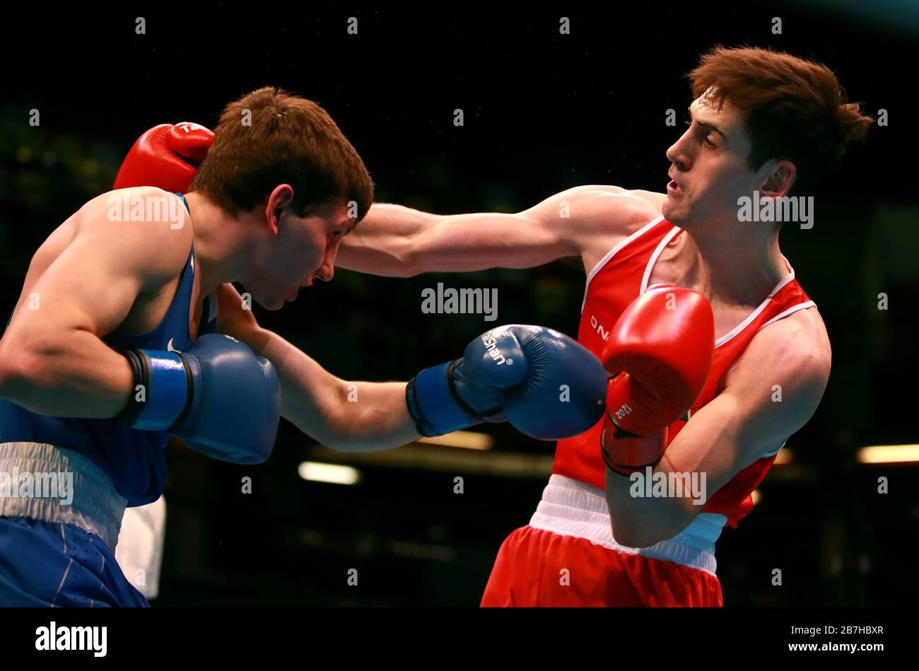 Estonia's Pavel Kamanin (left) and Ireland's Aiden Walsh compete in the ...
