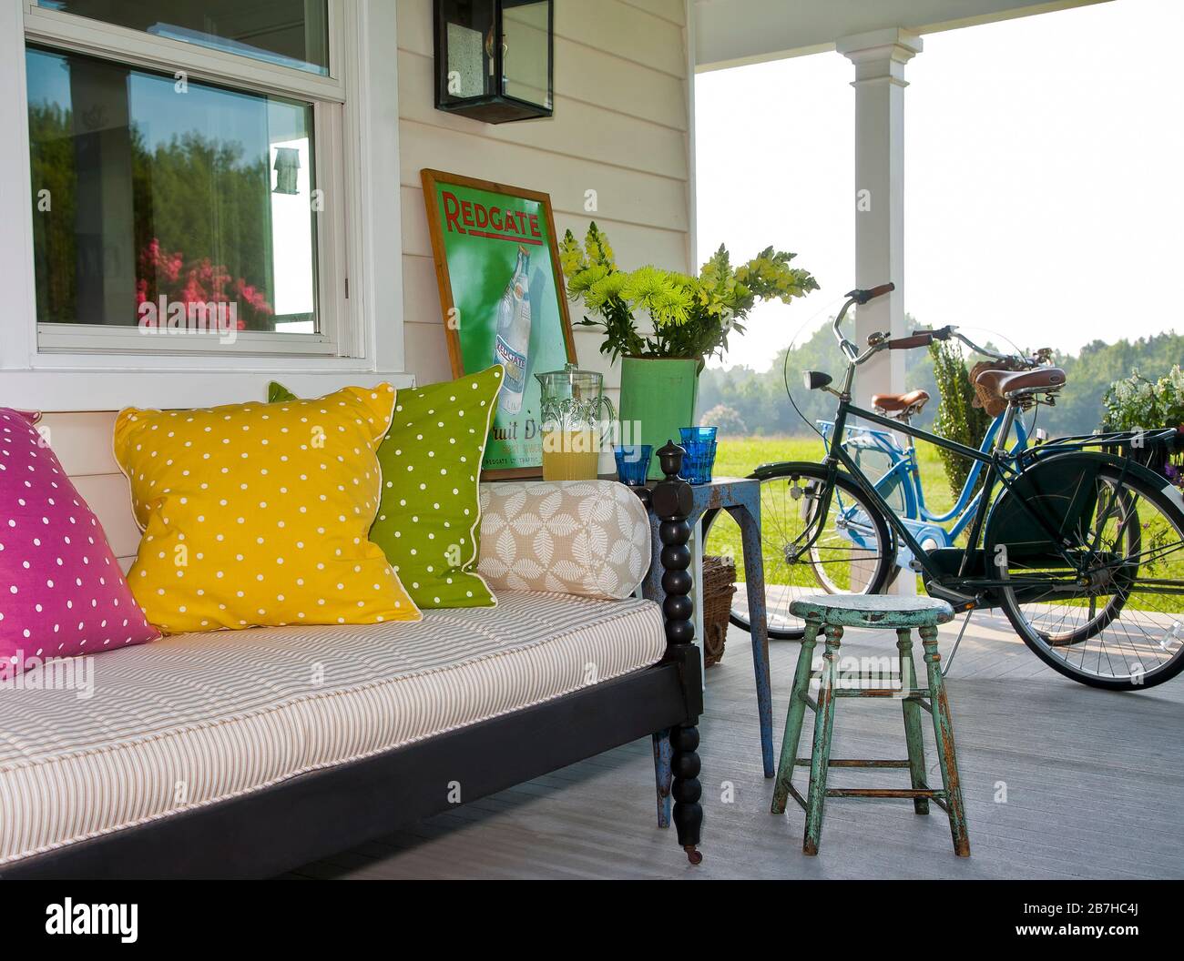 Colorful decorated porch Stock Photo - Alamy