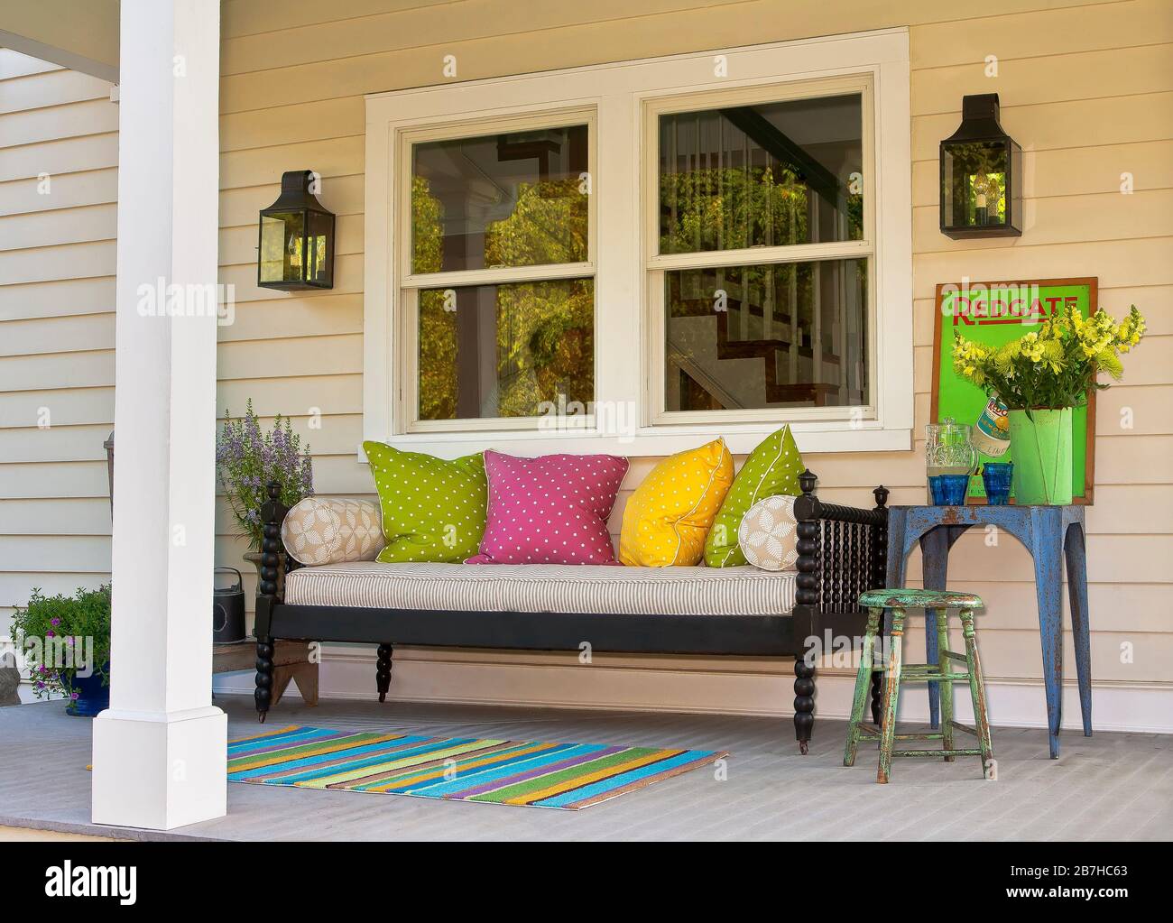 Colorful decorated porch Stock Photo - Alamy