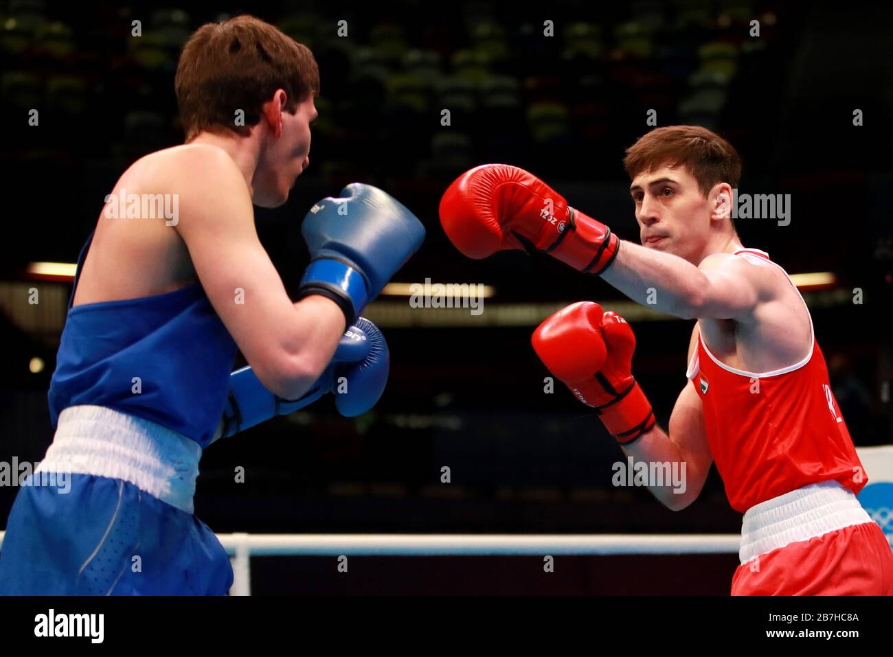 Estonia's Pavel Kamanin (left) and Ireland's Aiden Walsh compete in the ...