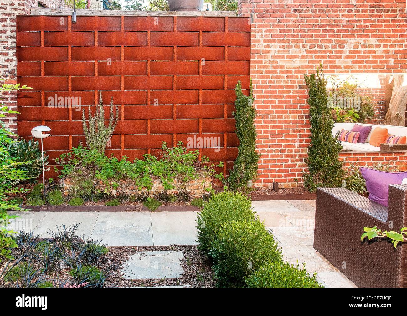 Landscape Design. Outdoor "Room" with large sofa Stock Photo - Alamy