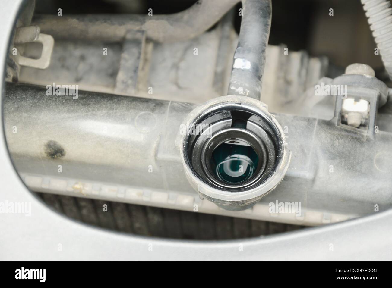car radiator open cover and checking water level for safety Stock Photo ...
