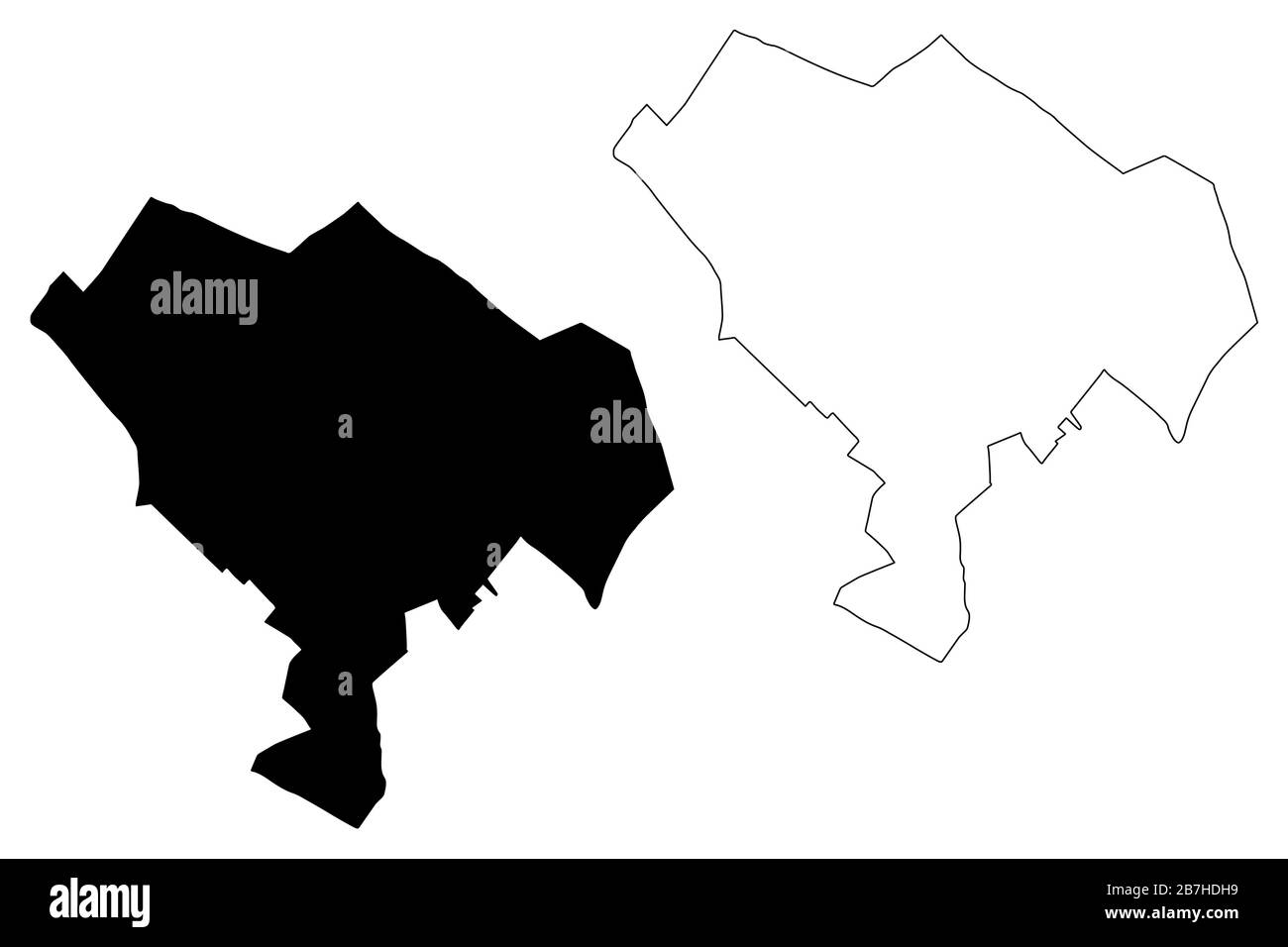 Kecskemet City (Hungary, Bacs-Kiskun County) map vector illustration ...
