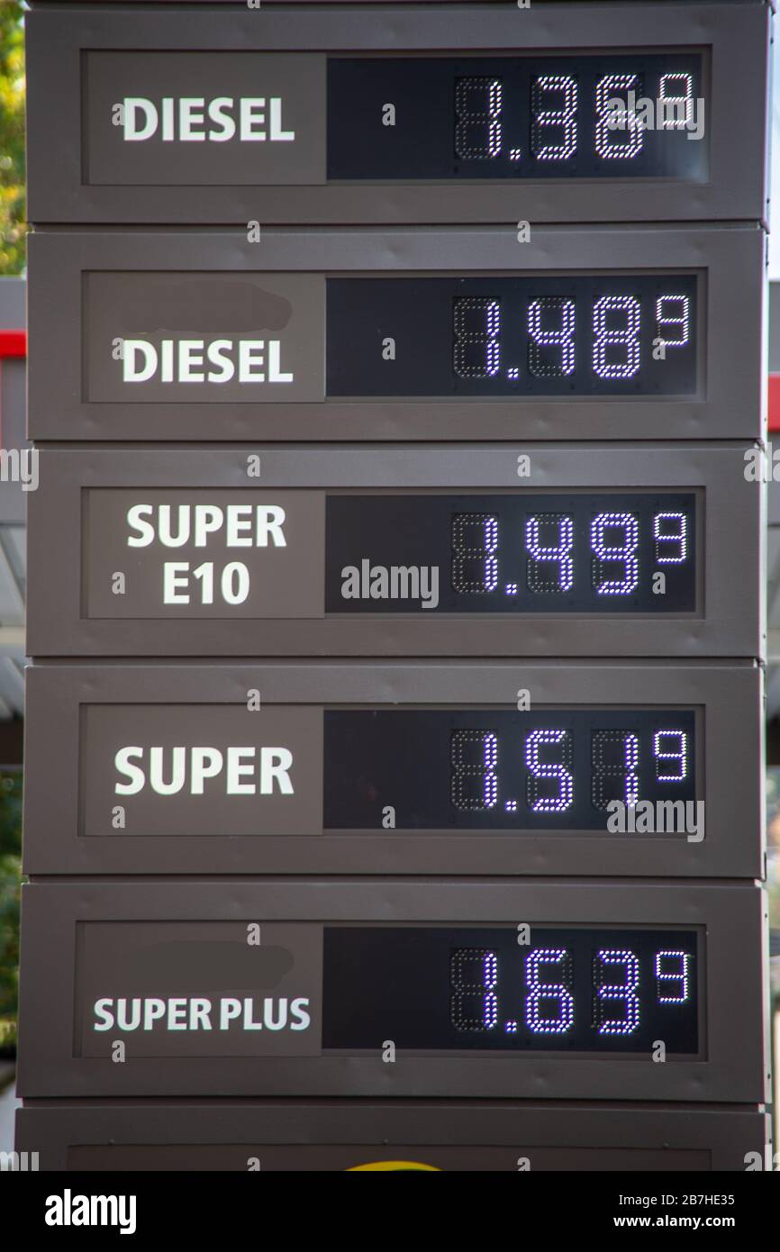 electronic price chart at the gas station Stock Photo - Alamy