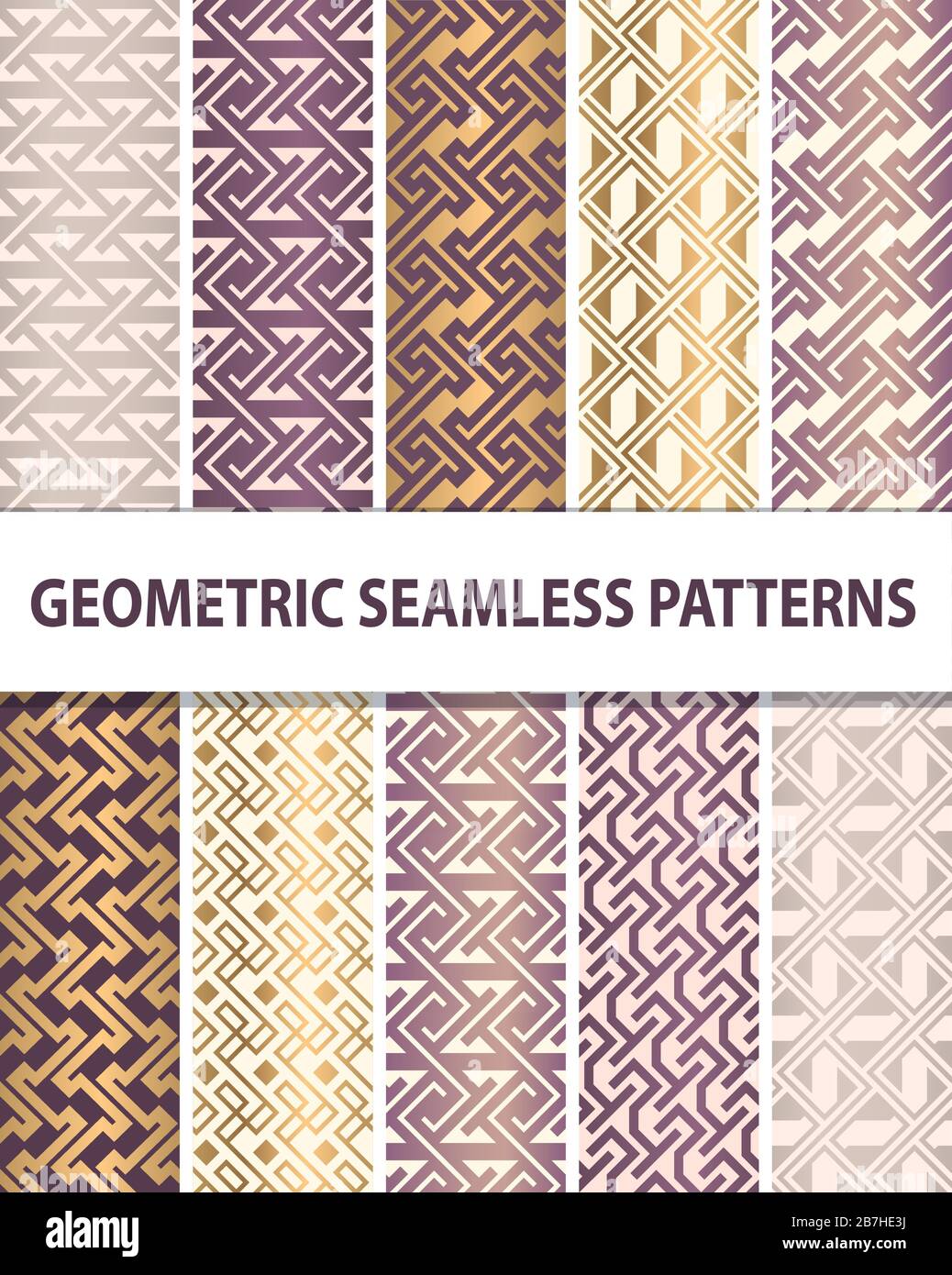 Set of decorative abstract geometrical seamless patterns. Traditional ...