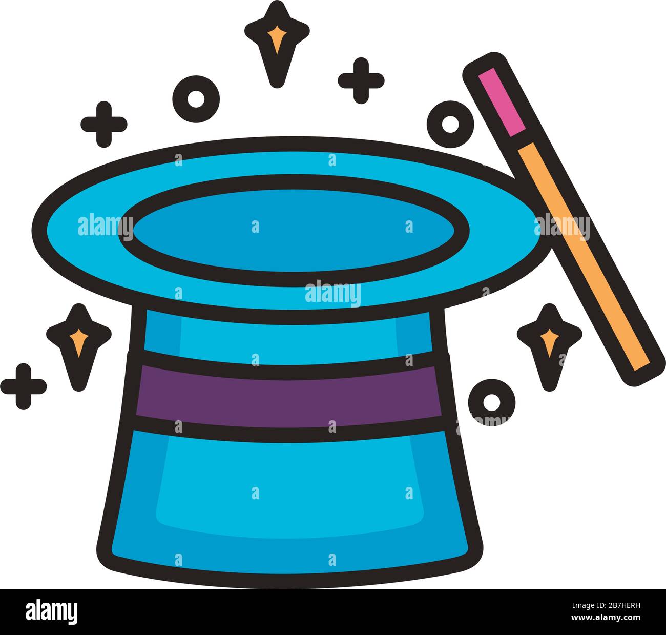 Magician top hat line Cut Out Stock Images & Pictures - Alamy