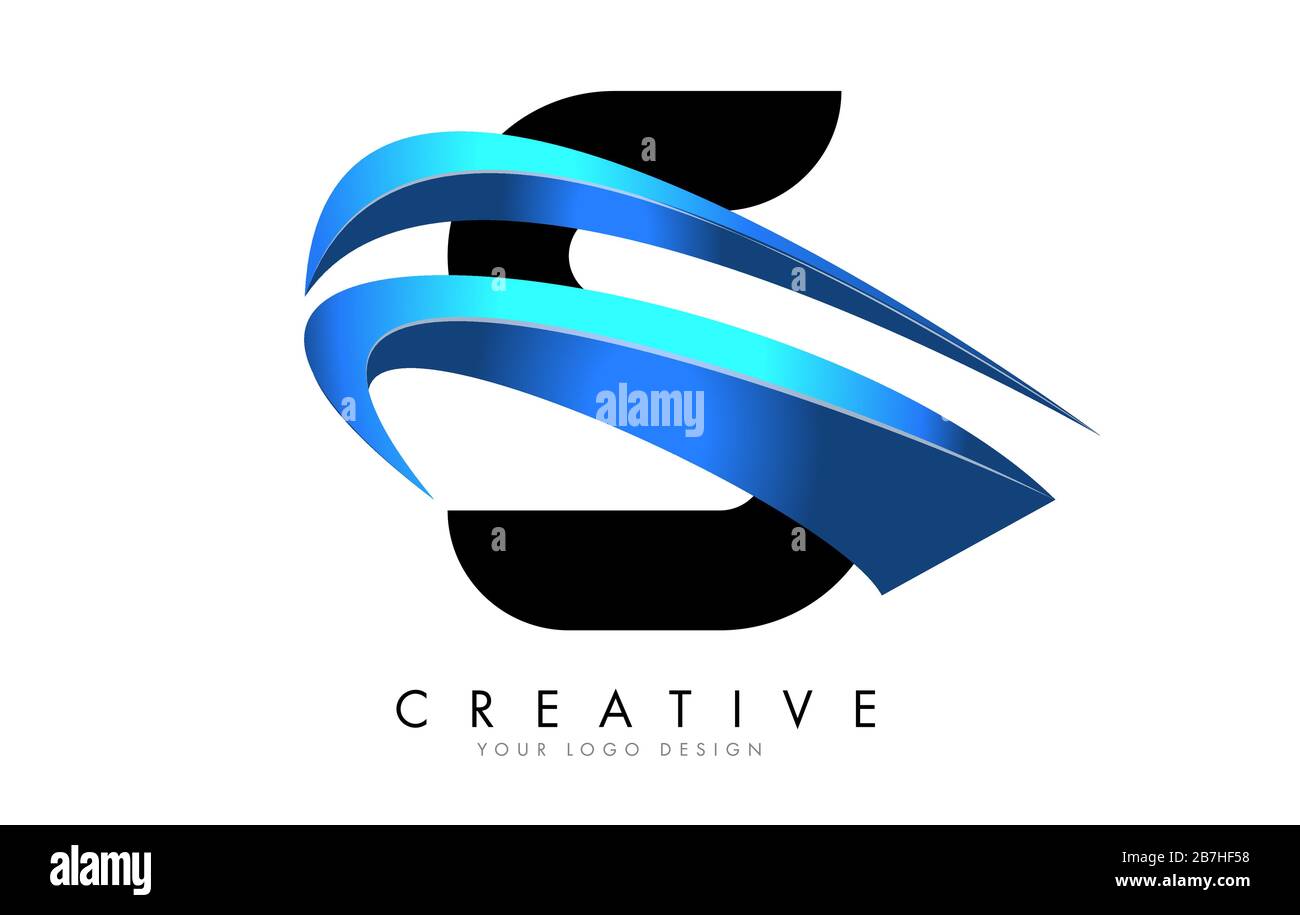 S etter logo with blue gradient swash design vector illustration Stock ...