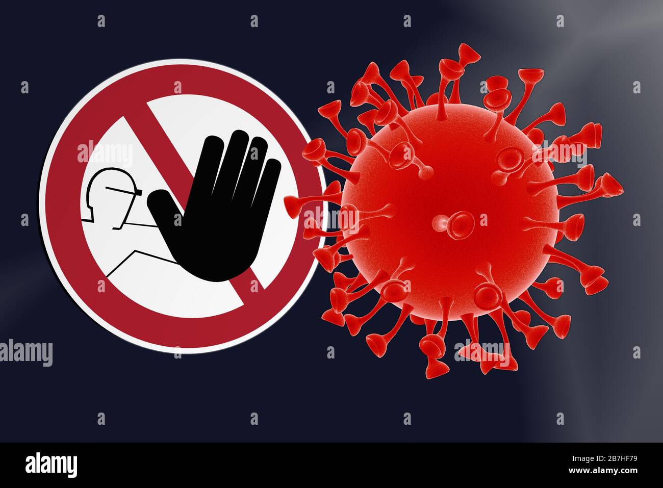 no access sign and coronavirus, stop contamination concept, 3d ...