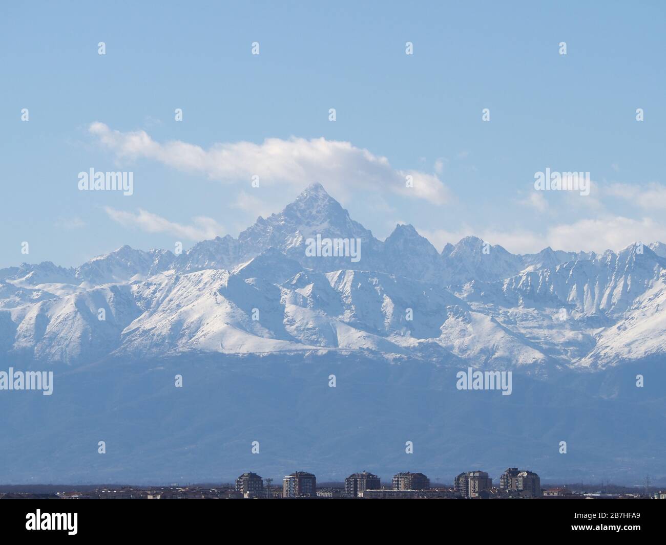Monviso (aka Monte Viso) mountain part of the Alps range seen from the ...