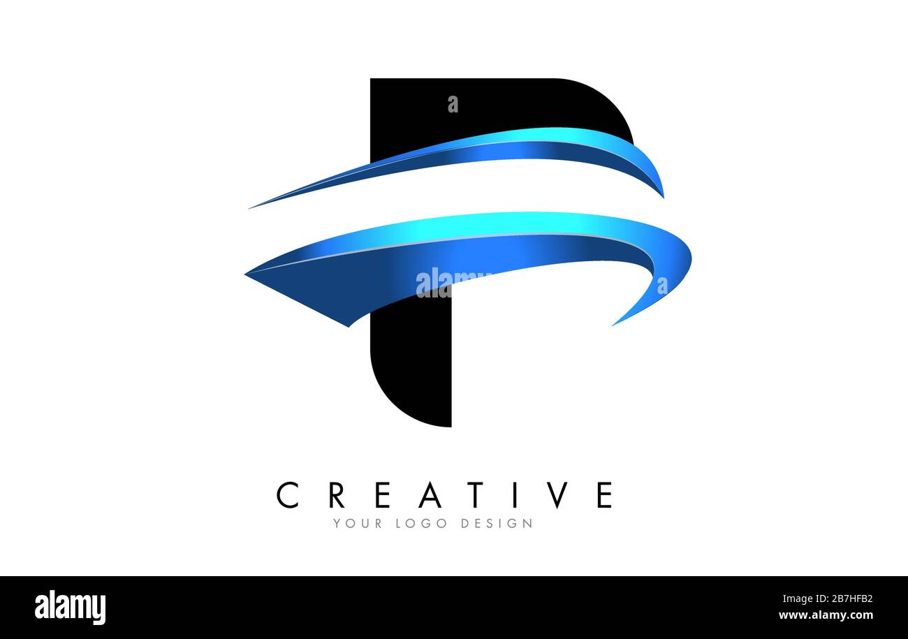F letter logo with blue gradient swash design vector illustration Stock ...