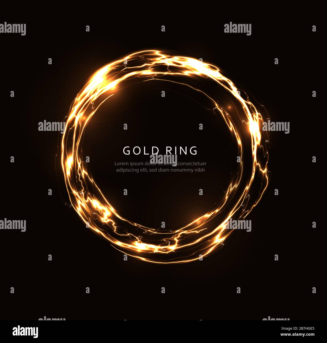 Abstract lightning ring with golden shine, glowing fantasy disc, gold ...