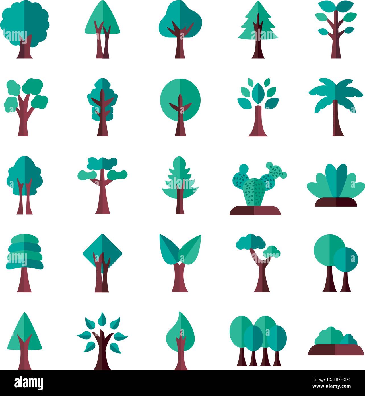 bundle of trees flat style icons Stock Vector Image & Art - Alamy