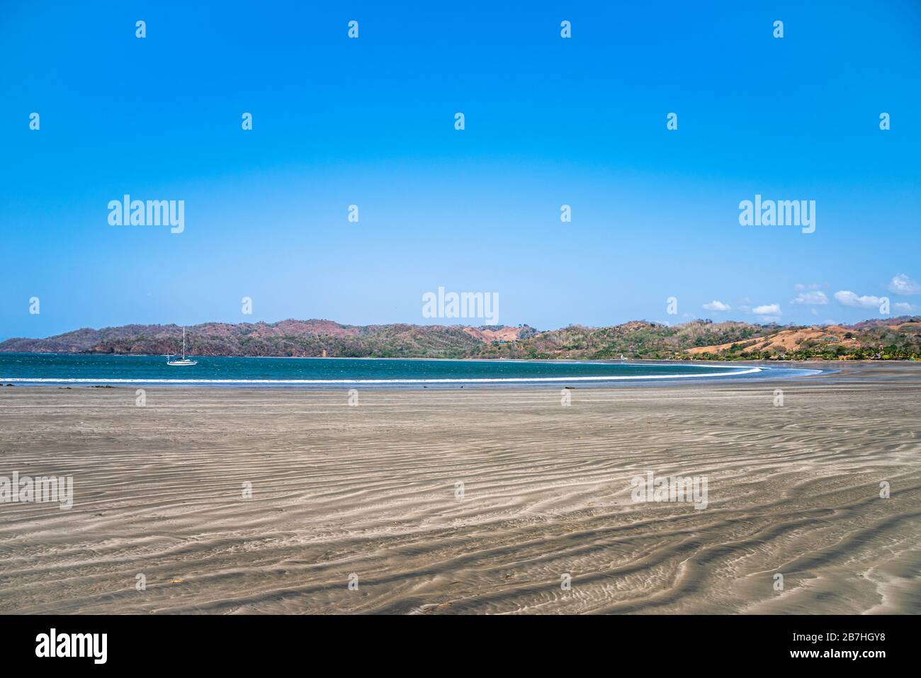 Panorama view of Playa Venao along the Pacific coast line in Pedasi ...