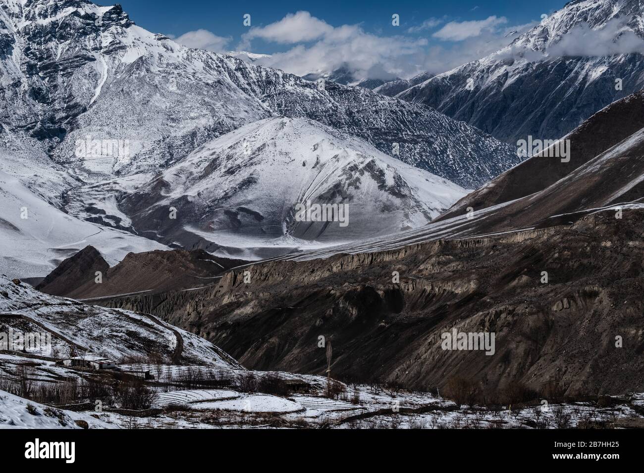 Mustang Landscapes in the snow, Nepal Stock Photo - Alamy