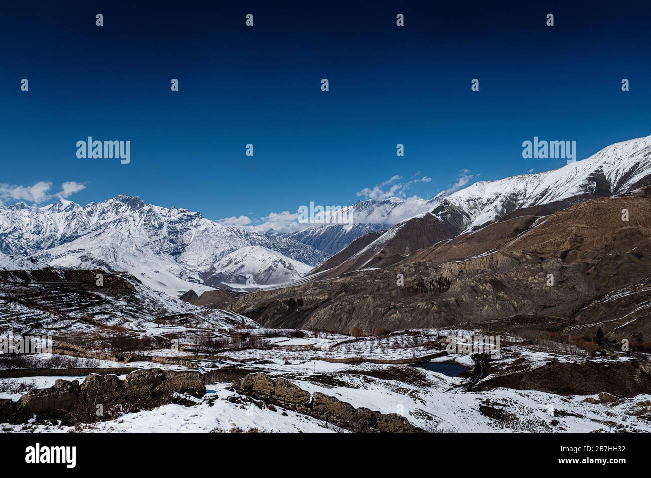 Mustang Landscapes in the snow, Nepal Stock Photo - Alamy