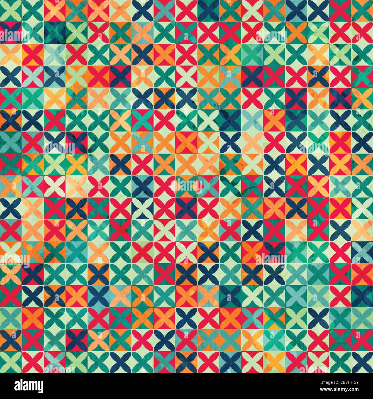 colored crosses seamless pattern with grunge effect Stock Vector Image ...