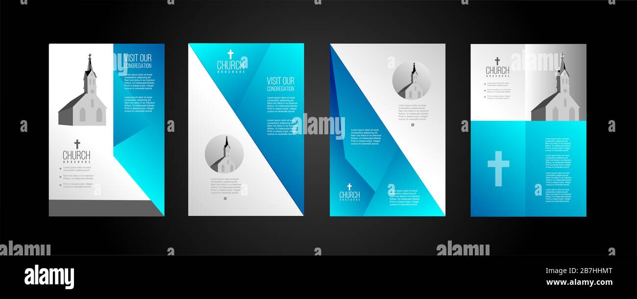 religious church brochure design in blue and grey. Suitable as poster ...