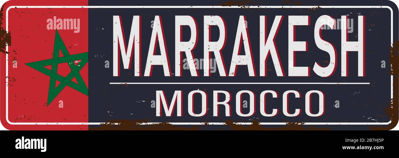 Marrakesh road sign isolated on white background Stock Vector Image ...
