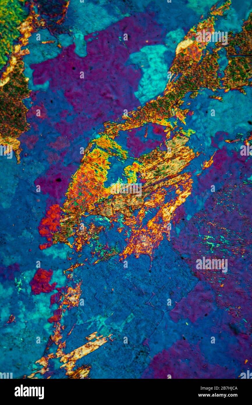 Gneiss metamorphic rock under the microscope 100x Stock Photo - Alamy