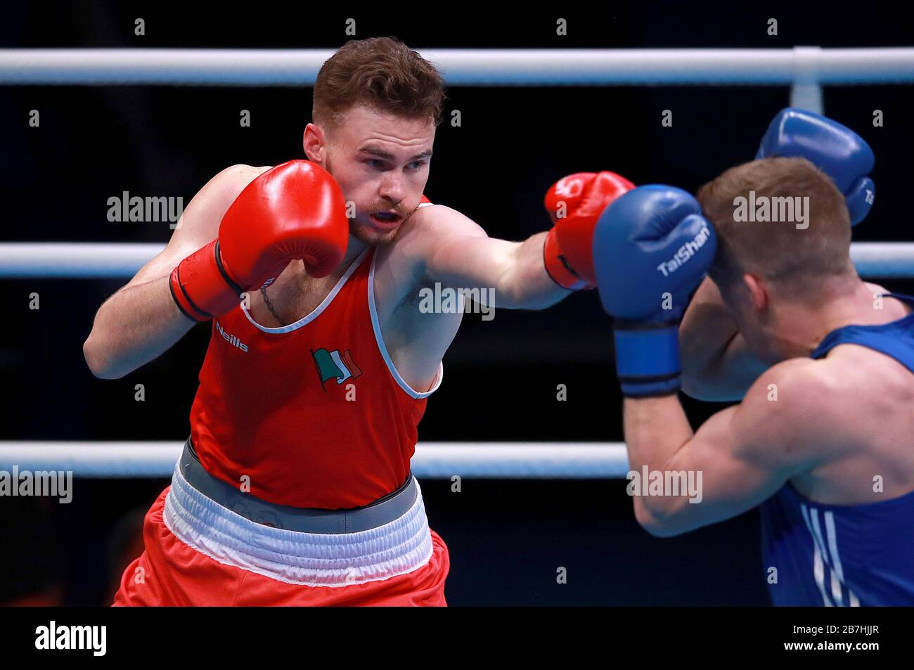 Ireland's Michael Nevin (left) and Netherland's Max Van der Pas compete ...