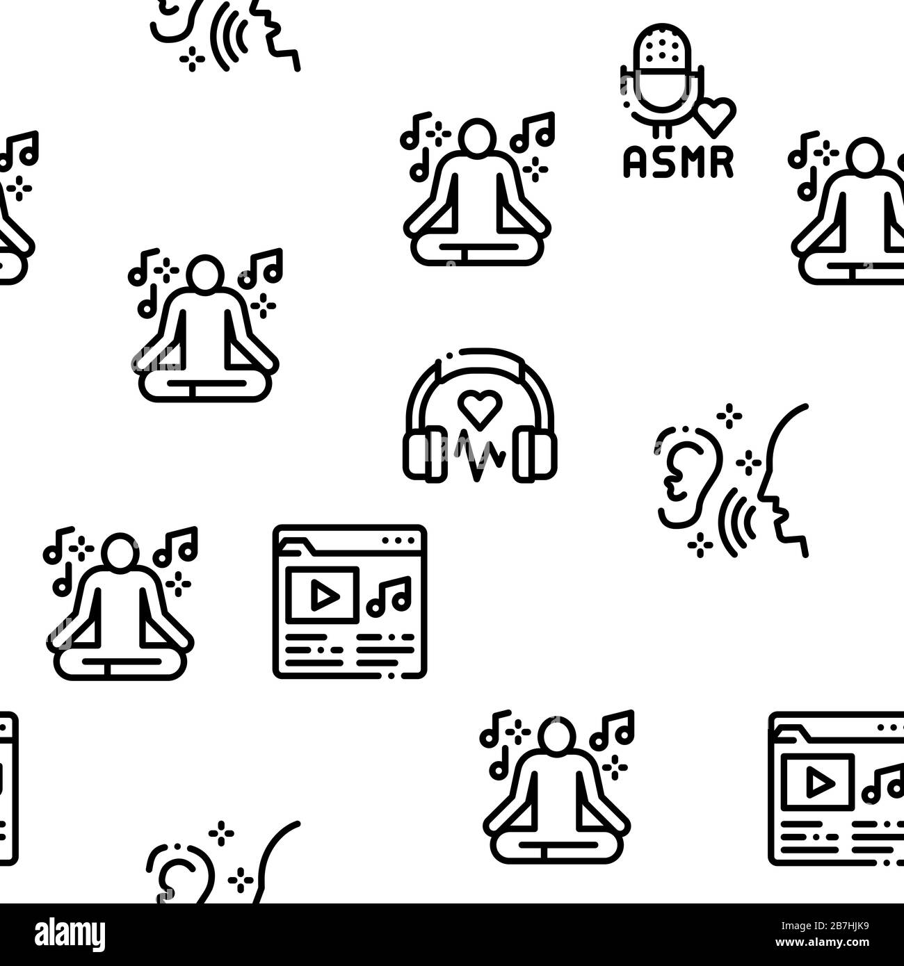 Asmr Sound Phenomenon Seamless Pattern Vector Stock Vector Image & Art ...