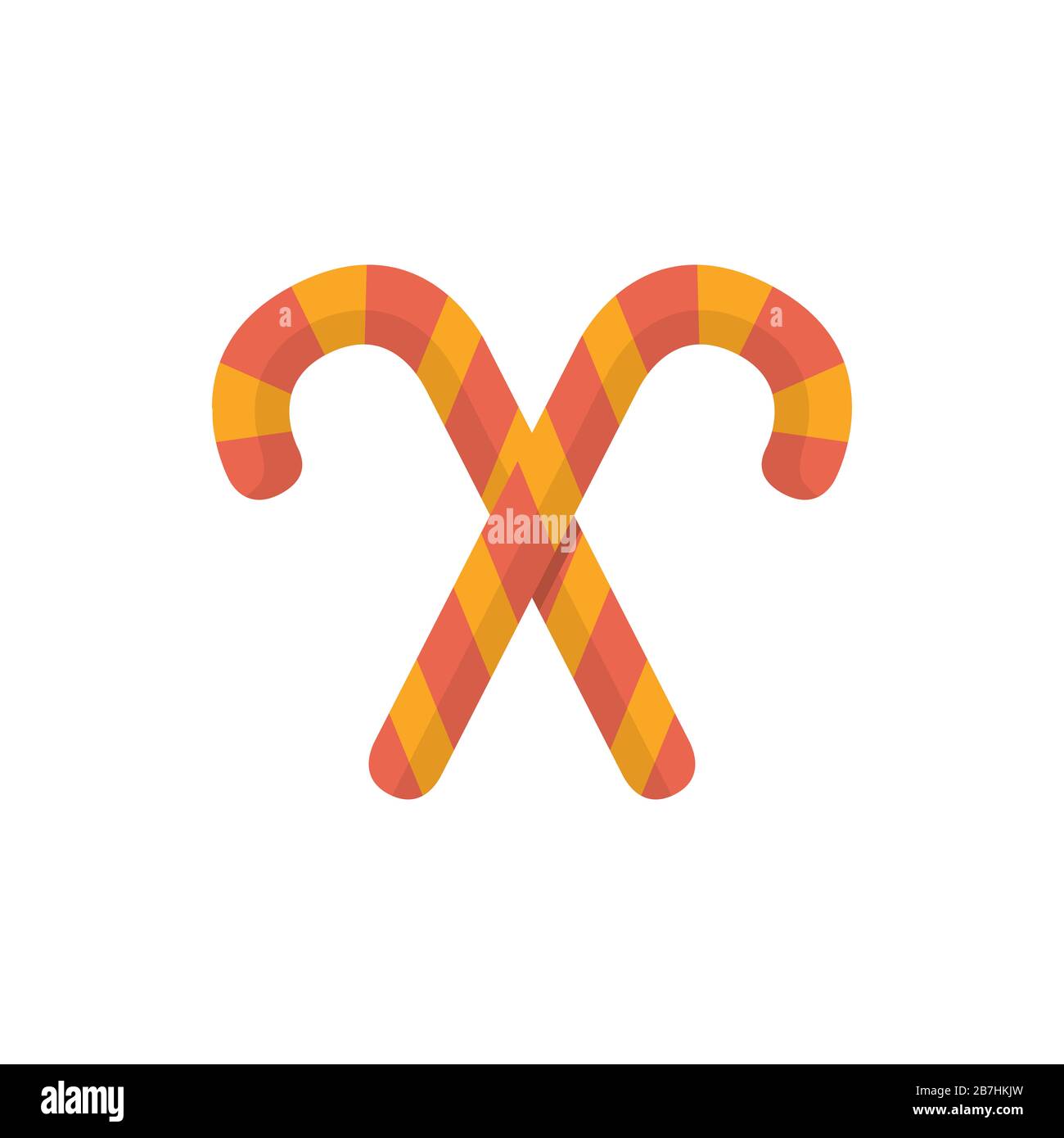 Christmas Candy Cane Cross Isolated on White Background. Vector ...