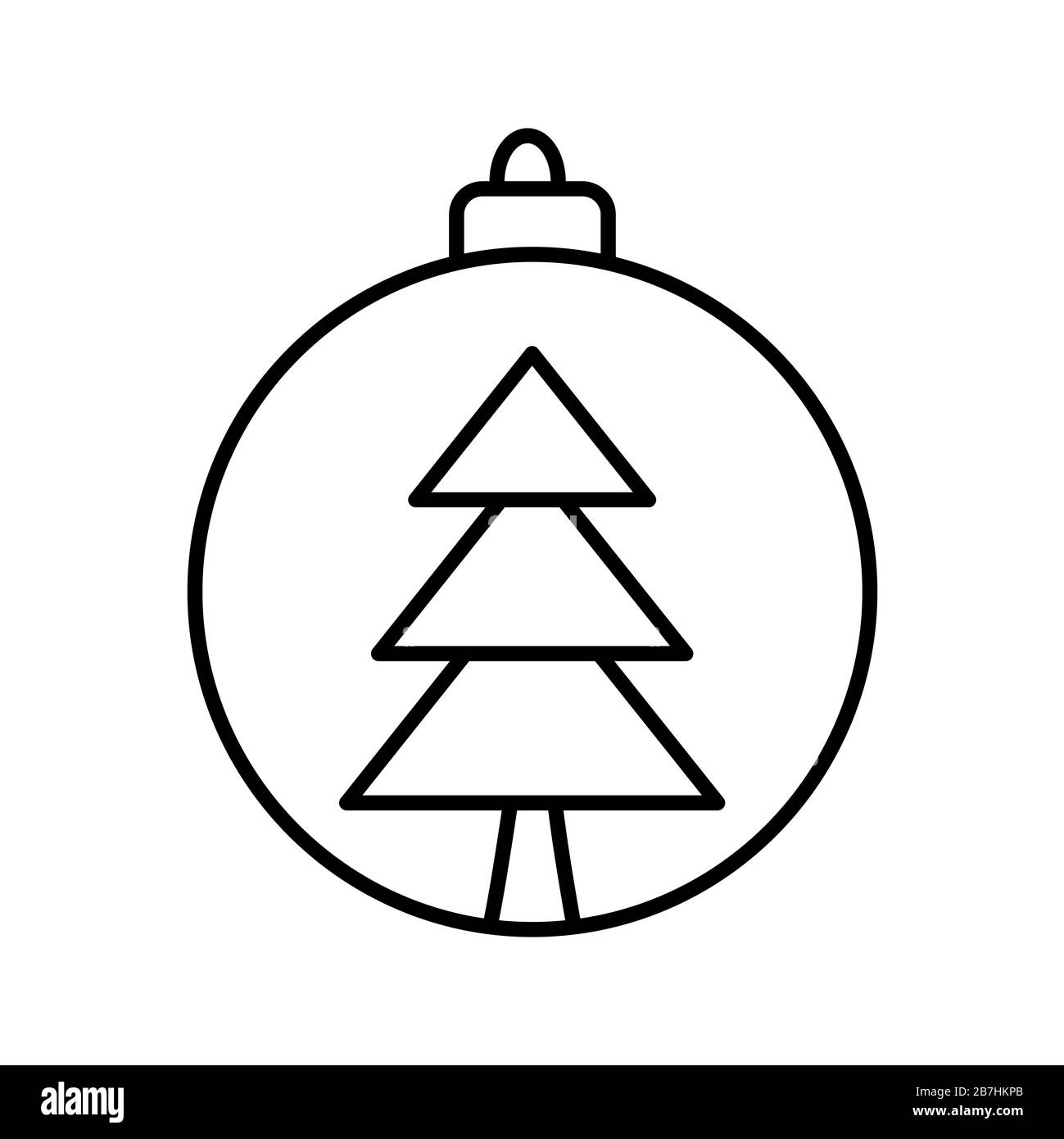 Christmas Ball Line Icon Vector Illustration Isolated on White ...